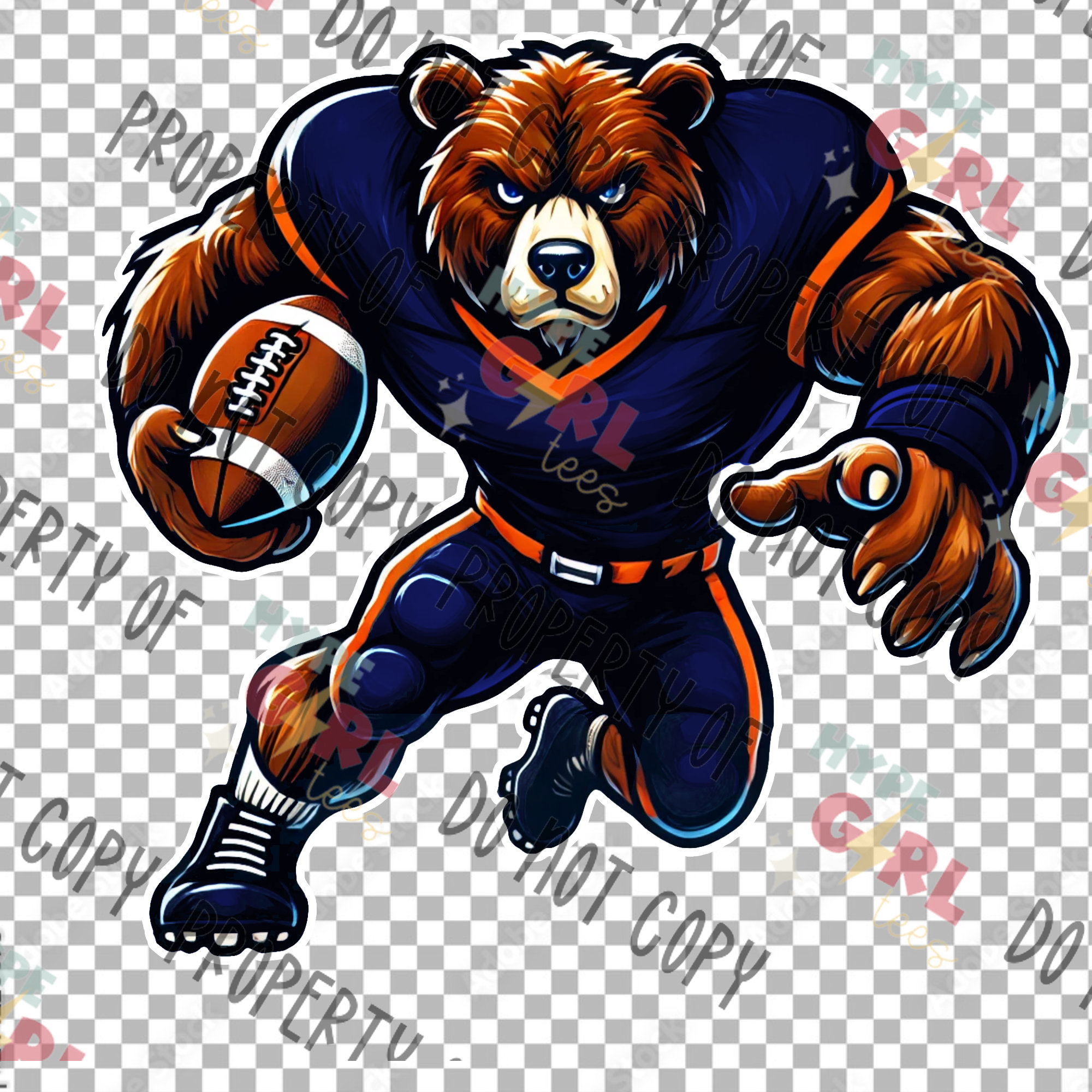 Bears Football PNG Digital File. Navy & Orange Variation. Other Colors ...