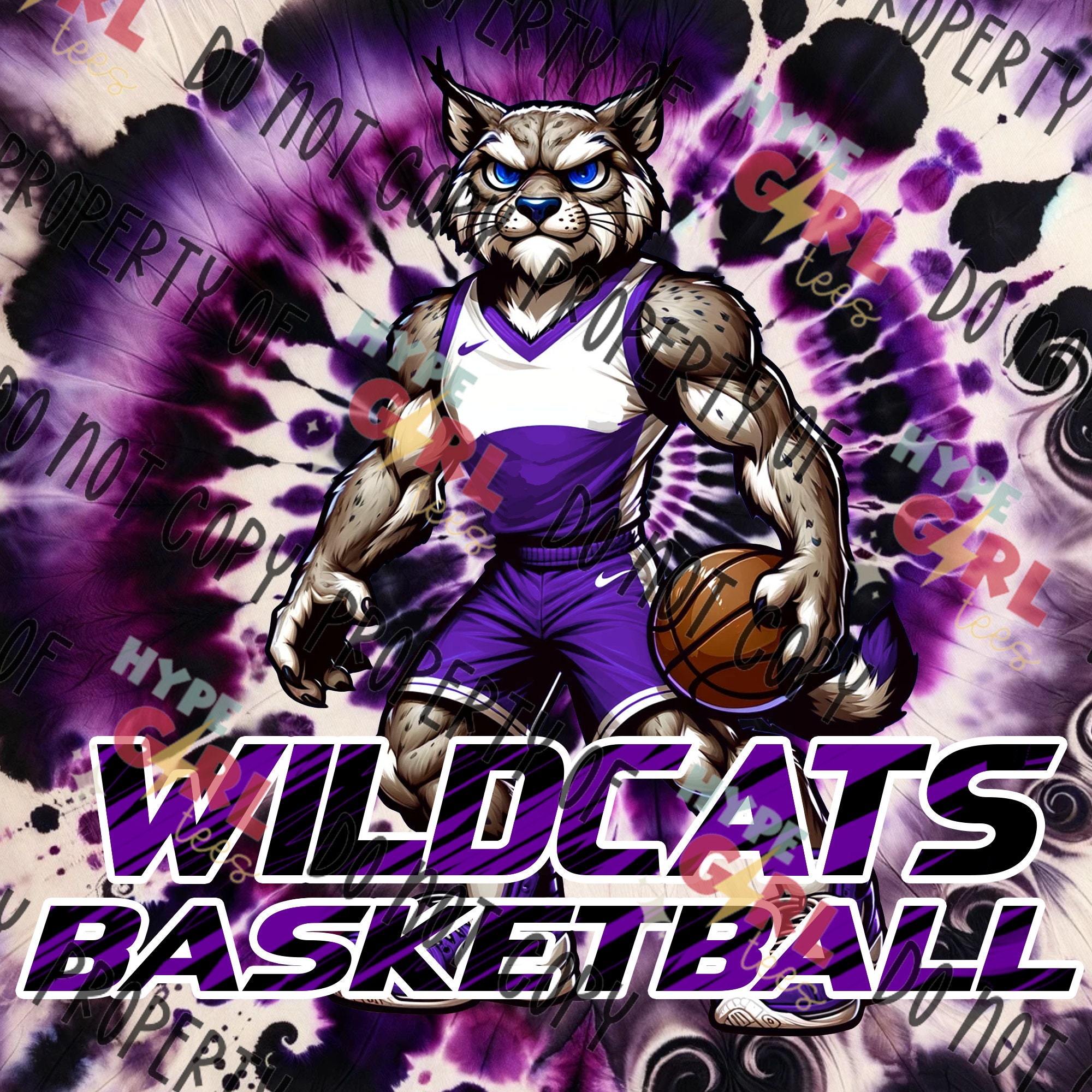 Wildcats Basketball Mascot PNG, Digital File. Bobcat Logo. Purple ...