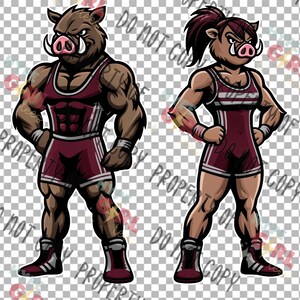 Boars / Hogs Wrestling Design PNG, Digital File. Maroon & Silver ...