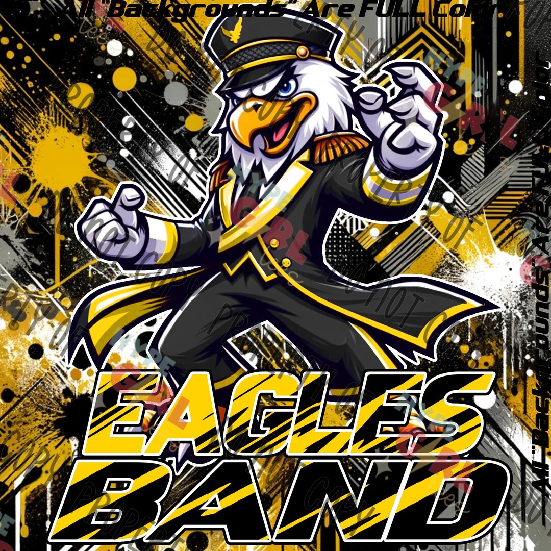 Eagles Marching Band Mascot PNG Digital File. Black & Gold Variant ...