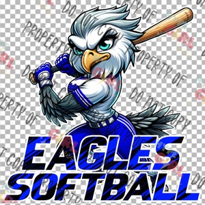 Lady Eagles Softball Mascot PNG Digital File. Blue & White Variant ...