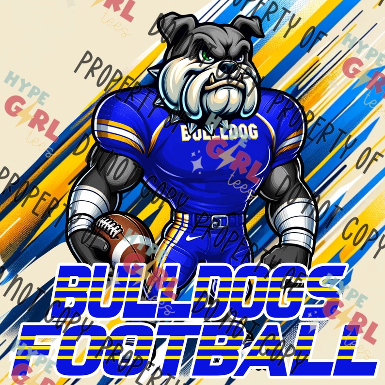Bulldogs Football PNG Digital File. Blue & Gold Variation. Other Colors ...