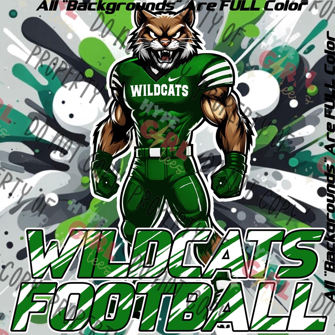 Wildcats Football PNG Digital File. Green & White Variation. Other ...