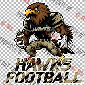 Hawks / Falcons Football PNG Digital File. Black & Vegas Gold Variation ...