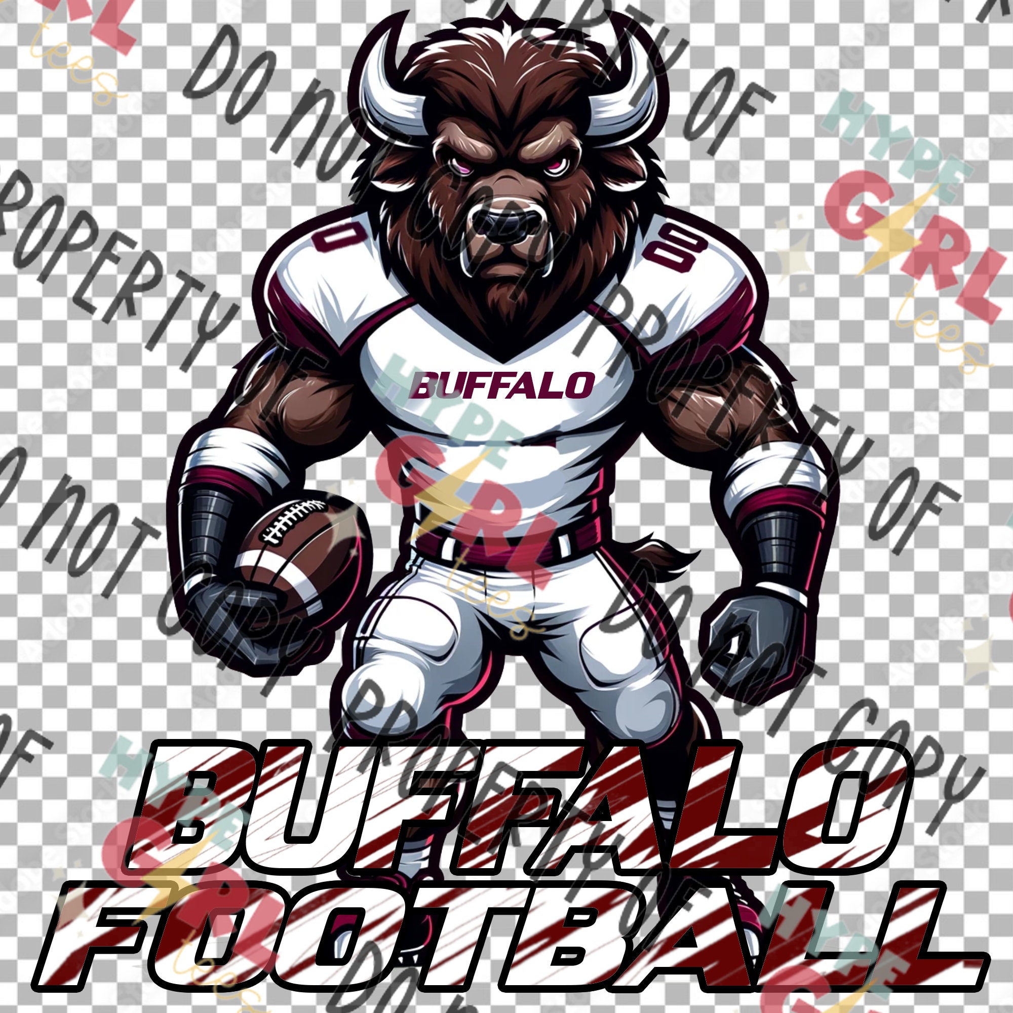 Buffalo Football PNG Digital File. Maroon & White Variation. Other ...