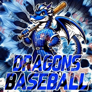 Dragons Baseball / Softball Mascot PNG Digital File. Blue & White ...