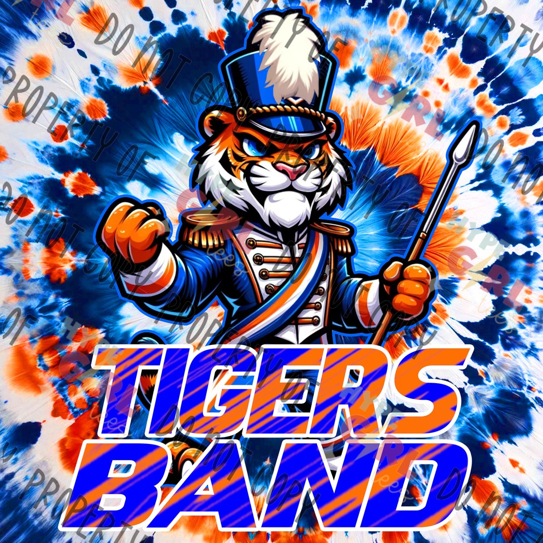 Tigers Marching Band Mascot PNG Digital File. Blue & Orange Variant ...