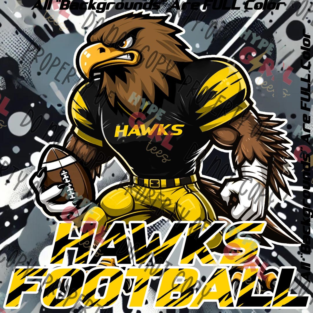 Hawks / Falcons Football PNG Digital File. Black & Gold Variation ...