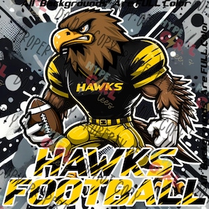 Hawks / Falcons Football PNG Digital File. Black & Gold Variation ...