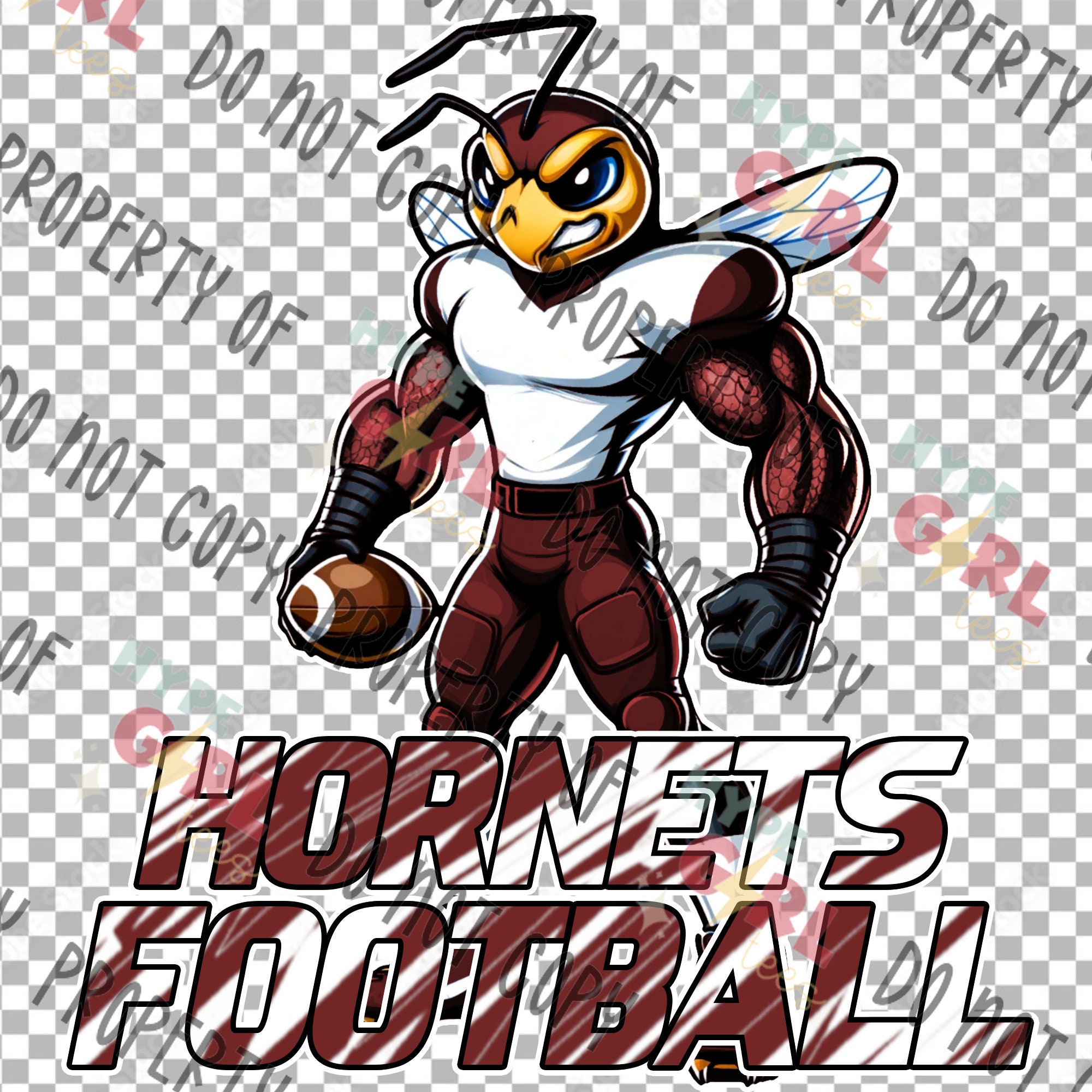 Hornets Football Mascot PNG Digital File. Maroon & White Variant. OTHER ...