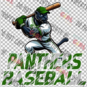 Panther Baseball Mascot PNG Digital File. Green & White Variant. OTHER ...