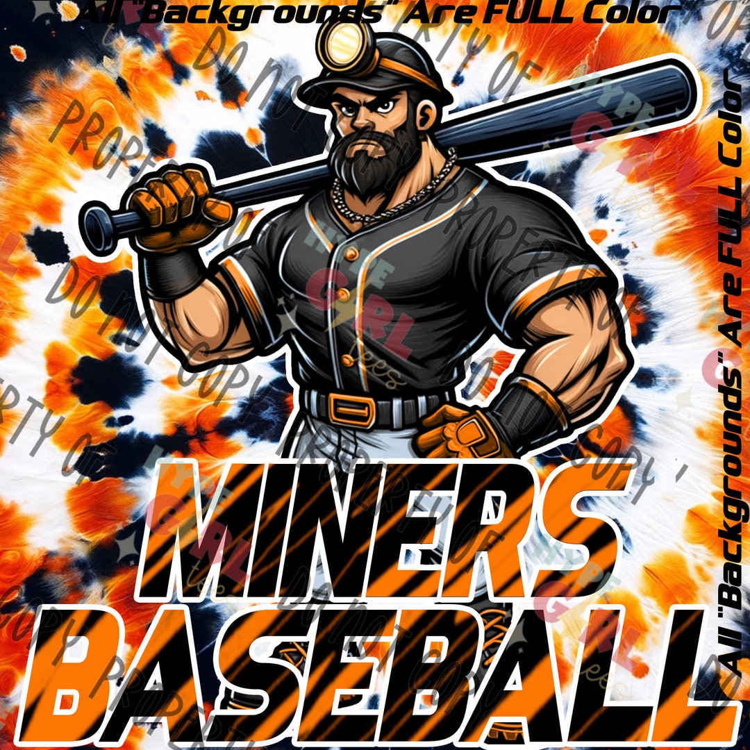 Miners Baseball Mascot PNG Digital File. Black & Orange Variant. OTHER ...