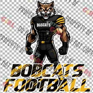 Wildcats / Bobcats Football PNG Digital File. Black & Gold Variation ...