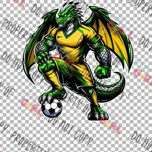 Dragons Soccer Mascot PNG Digital File Green & White Version. OTHER ...