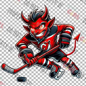 Devils Hockey Design PNG Digital File. Red & Black Version, Other ...