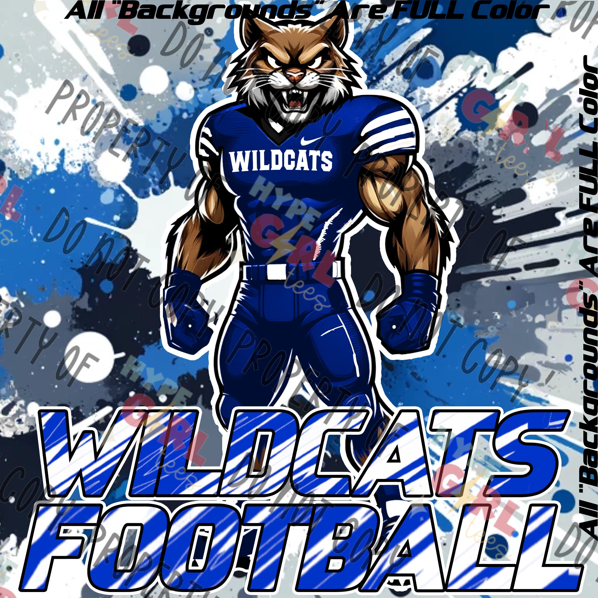 Wildcats Football PNG Digital File. Blue & White Variation. Other ...