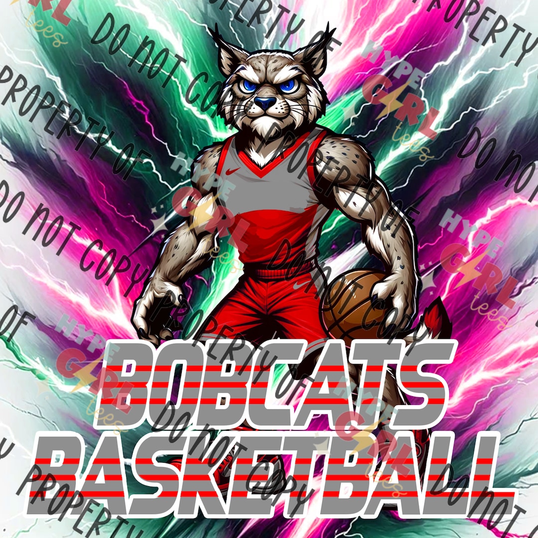 Bobcats Basketball Mascot PNG, Digital File. Bobcat Logo. Red & Grey ...