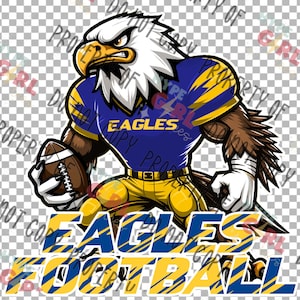 Eagles Football PNG Digital File. Blue & Gold Variation. Other Colors ...