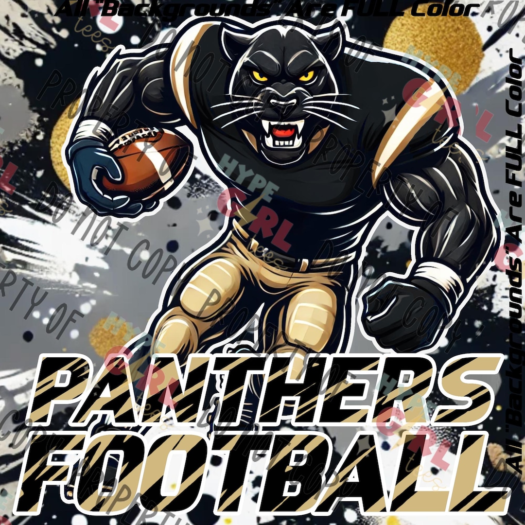 Panthers Football Design PNG Digital File. Black & Vegas Gold Variation ...