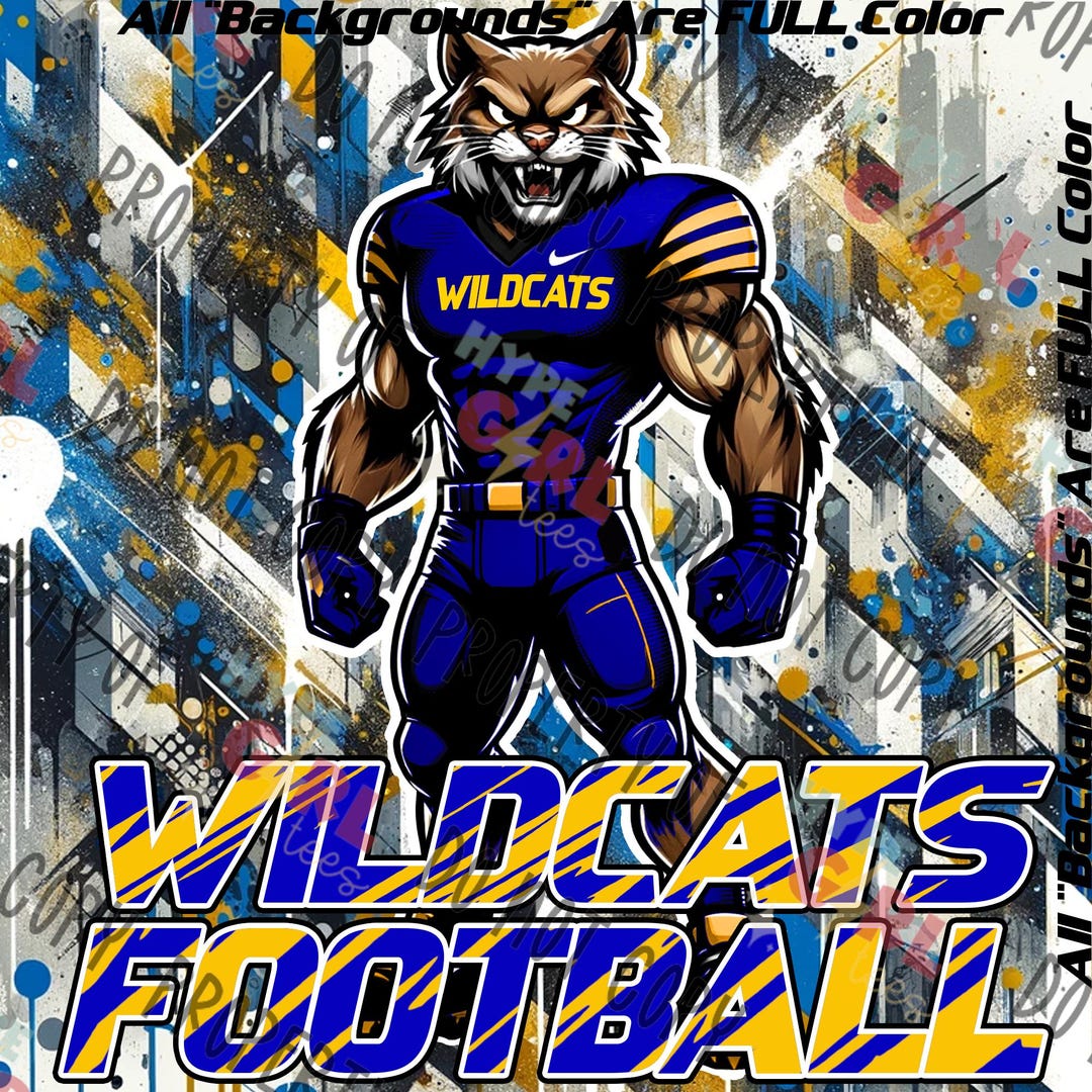 Wildcats / Bearkats Football PNG Digital File. Blue & White Variation ...