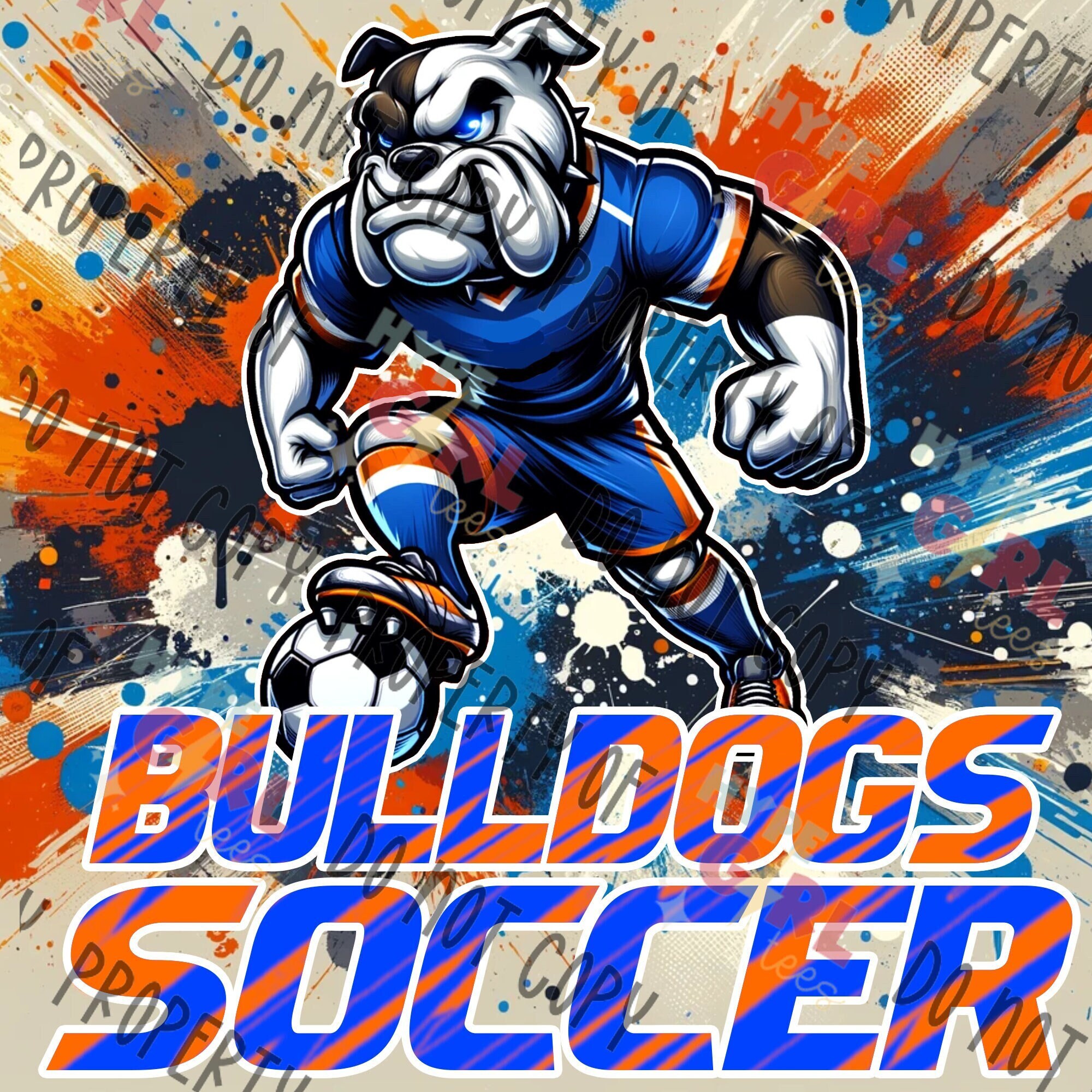 Bulldogs Soccer Mascot PNG Digital File Blue & Orange Version. OTHER ...