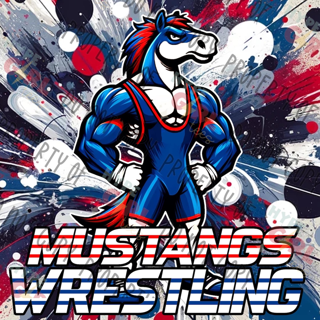 Mustangs / Broncos Wrestling Mascot PNG. Blue & Red Variation. Other ...
