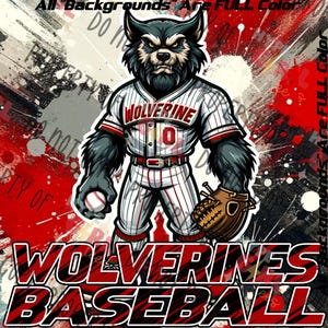Wolverine Baseball / Softball Mascot PNG Digital File. Red & White ...