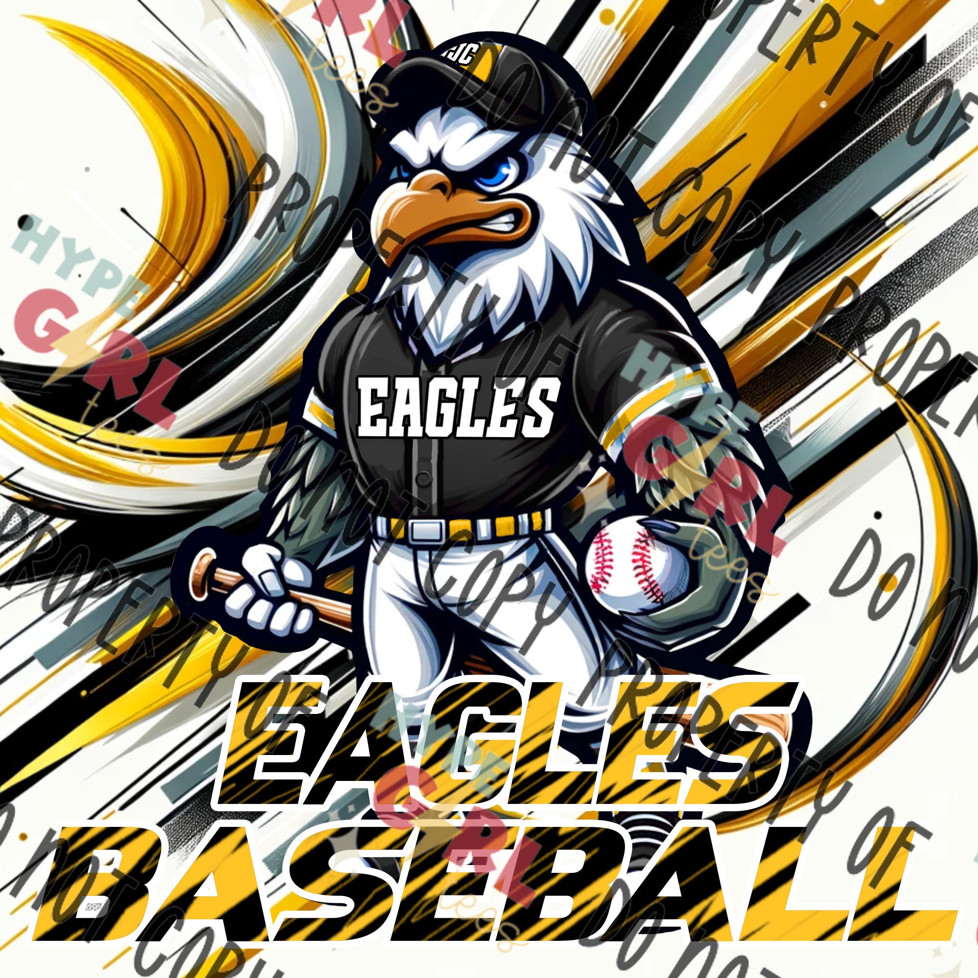 Eagles Baseball Mascot PNG Digital File. Black & Gold Variant. Other ...