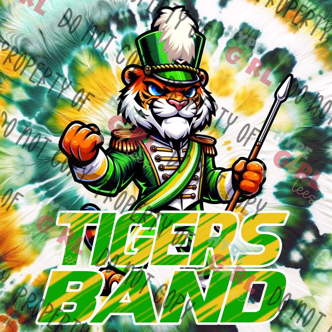 Tigers Marching Band Mascot PNG Digital File. Green & Gold Variant ...