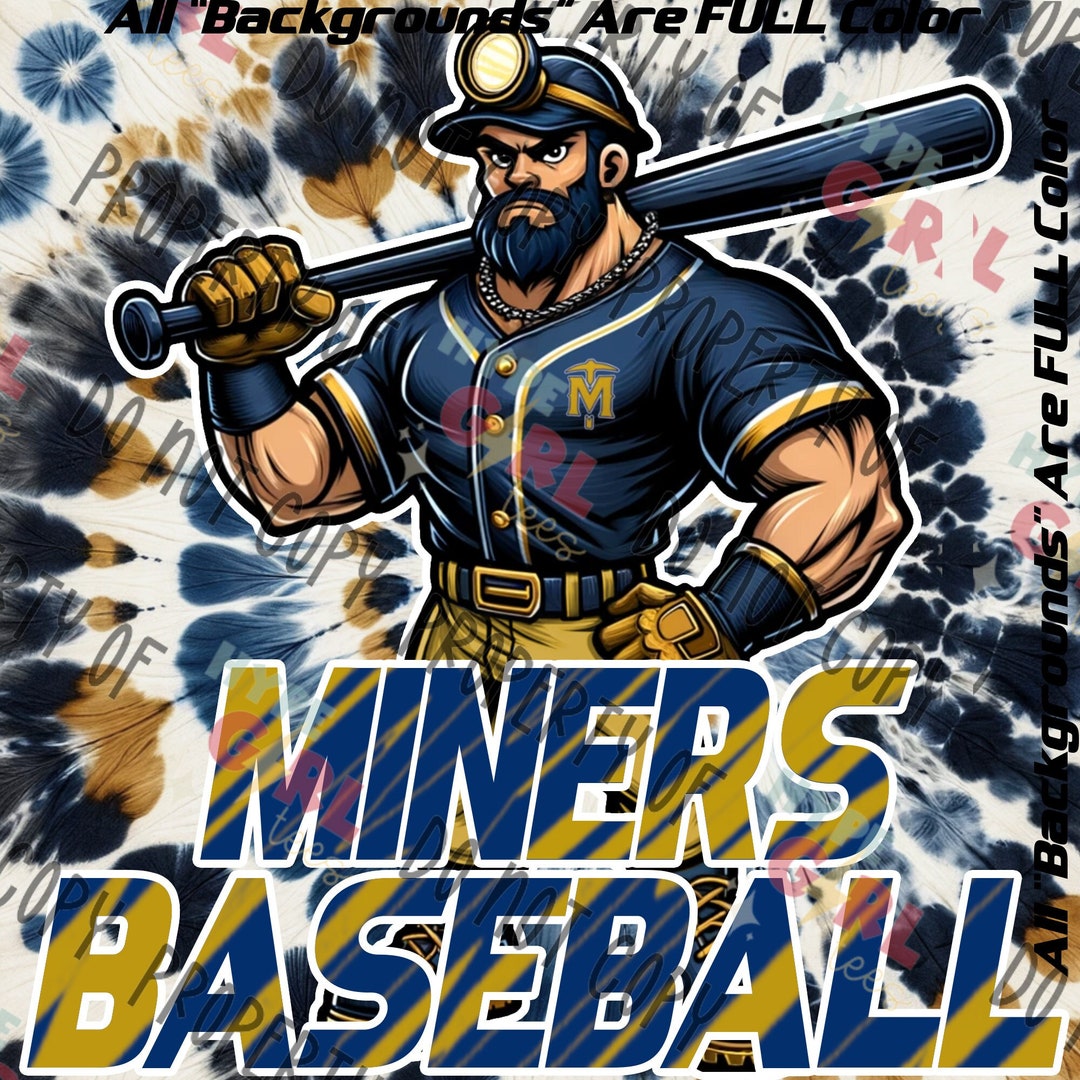 Miners Baseball Mascot PNG Digital File. Navy & Vegas Gold Variant ...