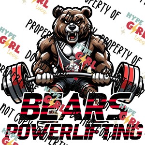 Bears Power Lifting Mascot PNG, Digital File. Bears Logo. Black & Red ...