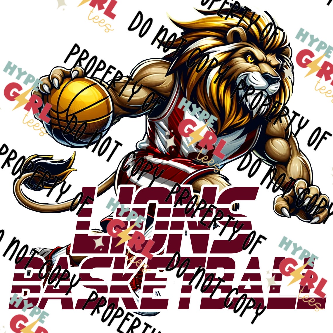 Lions Basketball Mascot PNG, Digital File. Lion Logo. Maroon & White ...