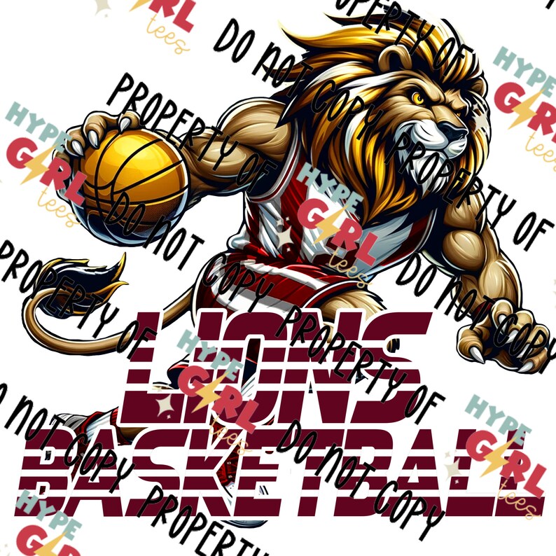Lions Basketball Mascot PNG, Digital File. Lion Logo. Maroon & White ...