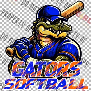 Gators Baseball / Softball Mascot PNG Digital File. Blue & Orange ...