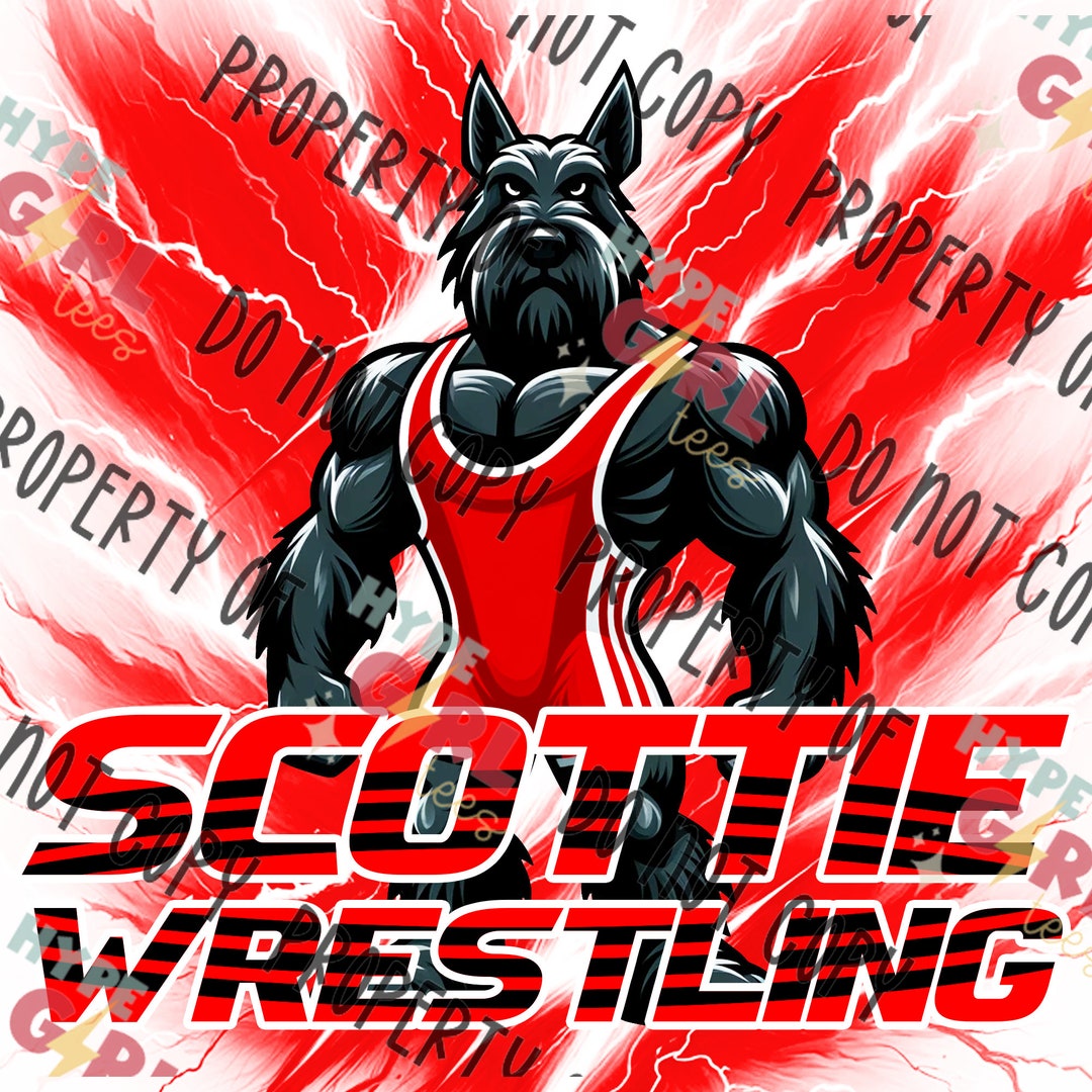 Scottish Terrier Wrestling Mascot PNG, Digital File. Terrier Logo. Red ...