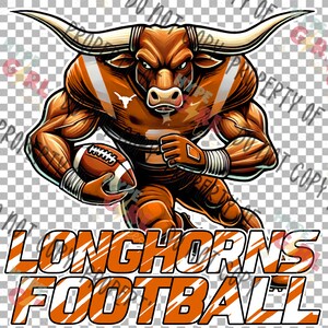 Longhorns Football Design PNG Digital File. Orange & White Version ...