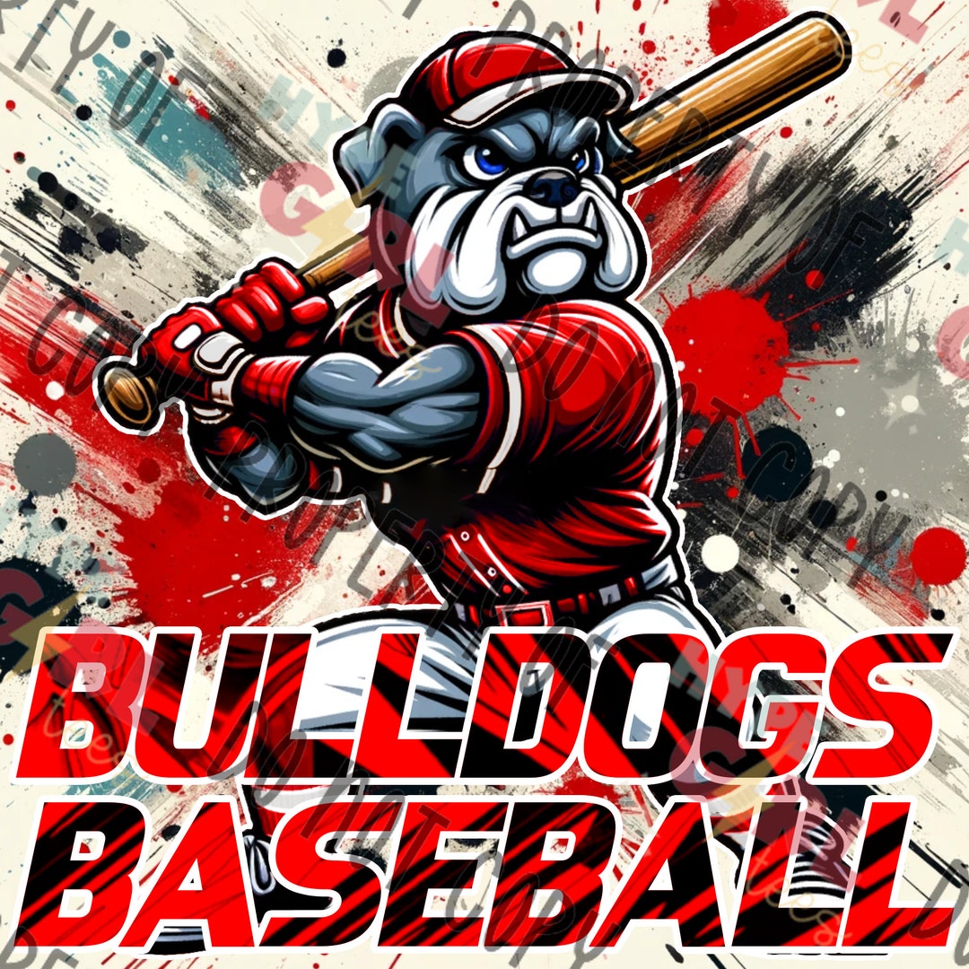 Bulldogs Baseball Mascot PNG Digital File. Red & White Other Colors ...
