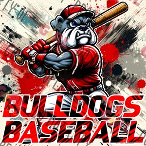 Bulldogs Baseball Mascot PNG Digital File. Red & White Other Colors ...