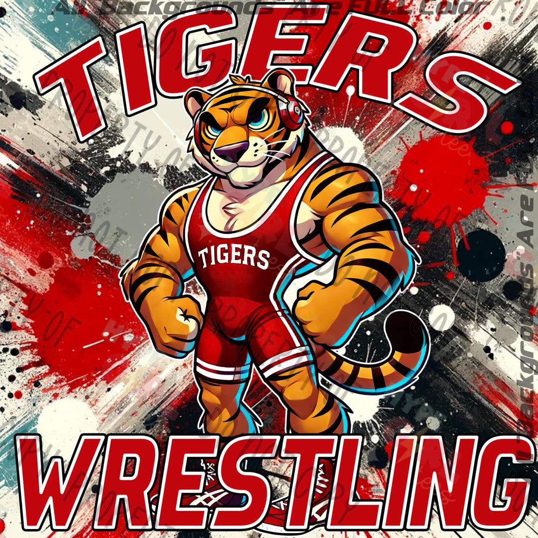 Tigers Wrestling Design Digital File, Red & White Variation. Other ...