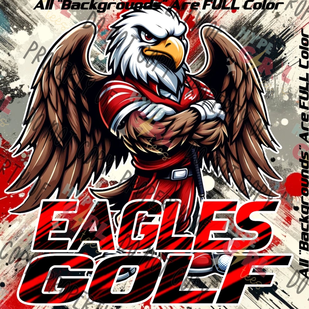 Eagles Golf Mascot Design PNG Red & Black Variation, Other Colors ...
