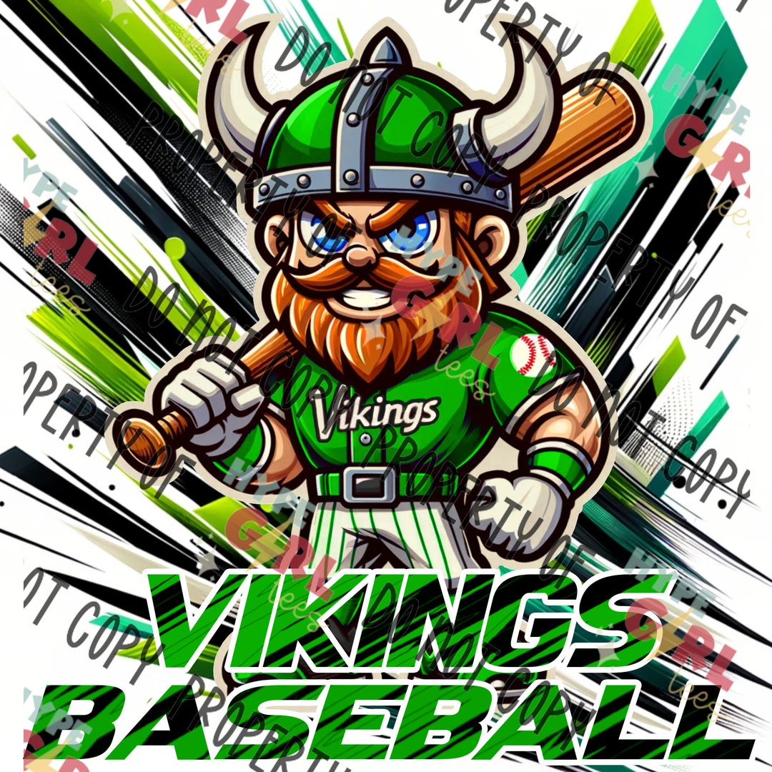 Vikings Baseball Mascot PNG Digital File. Green & White Variation ...