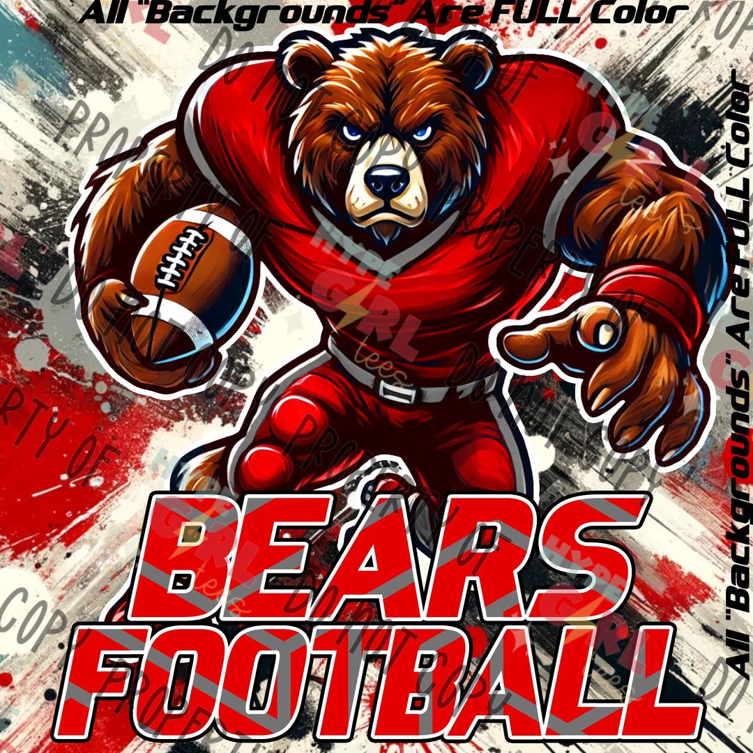 Bears Football PNG Digital File. Red & Gray Variation. Other Colors ...