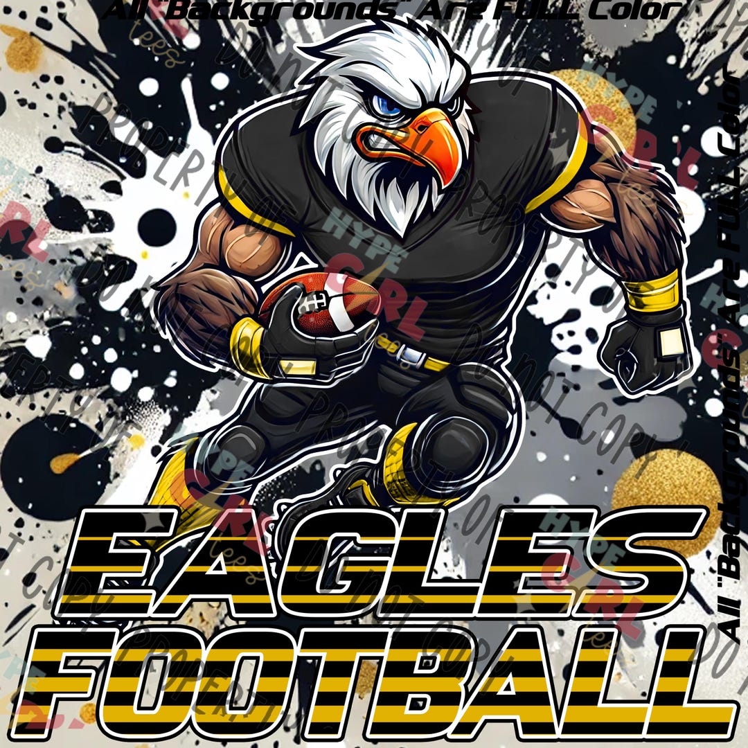 Eagles Football PNG Digital File. Black & Gold Variation. Other Colors ...