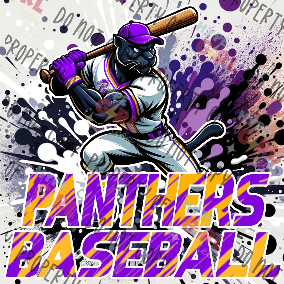 Panther Baseball Mascot PNG Digital File. Black & Gold Variant. OTHER ...