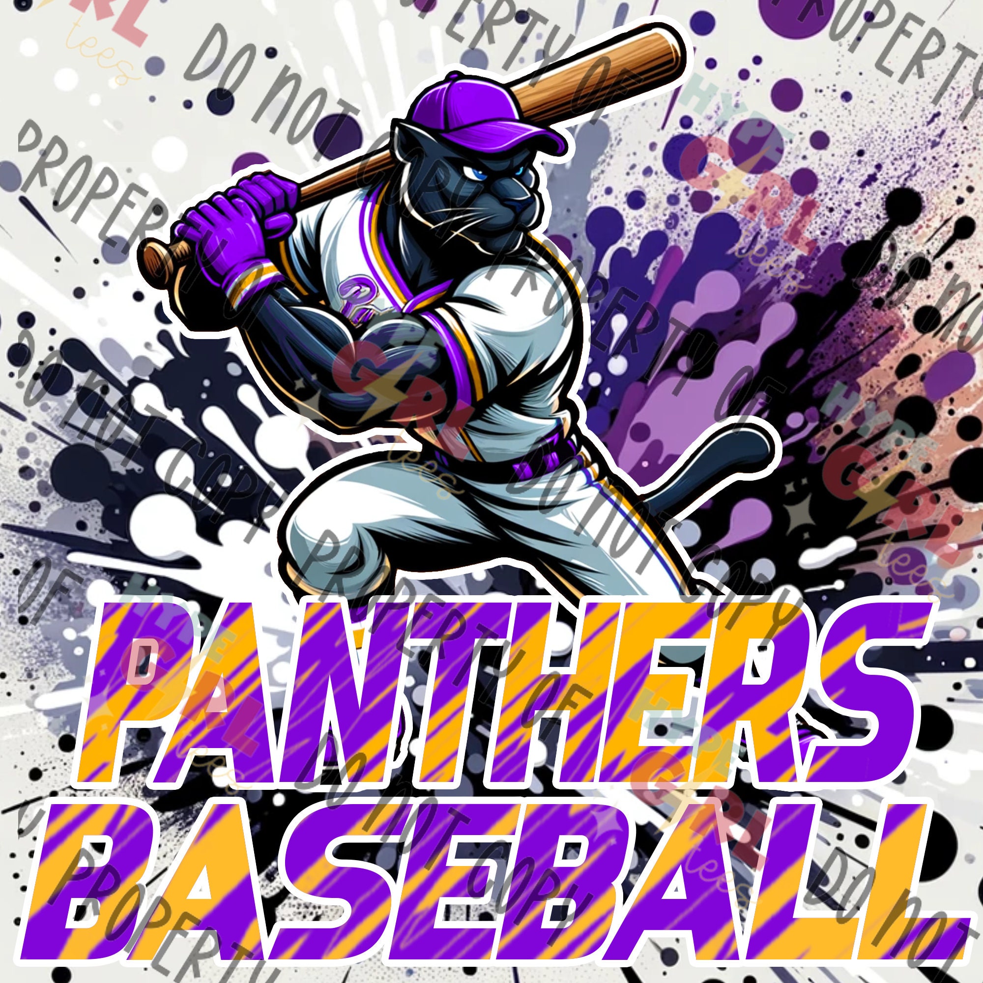 Panther Baseball Mascot PNG Digital File. Black & Gold Variant. OTHER ...