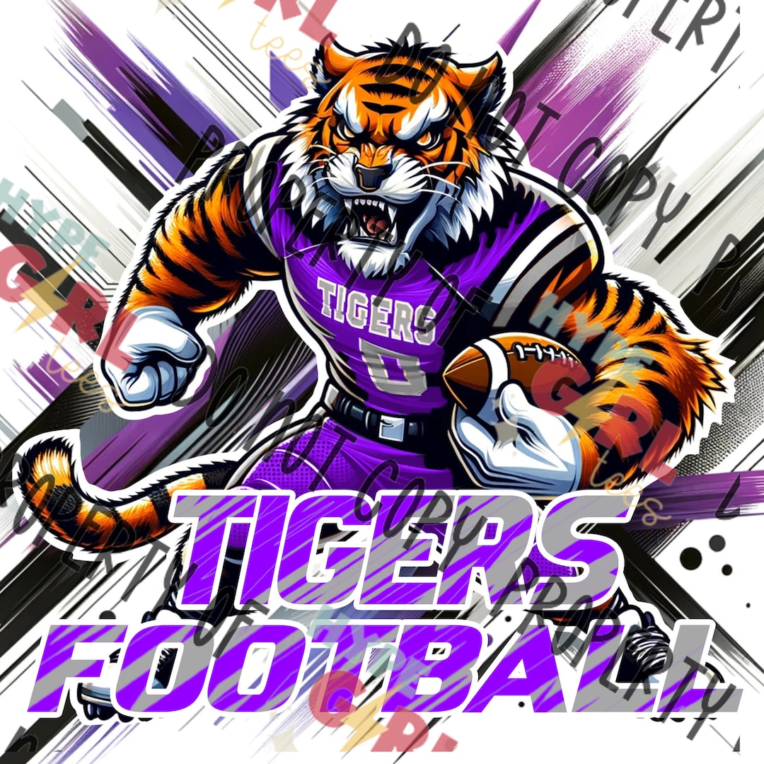 Tigers Football PNG Digital File. Purple & Silver Variation. Other ...