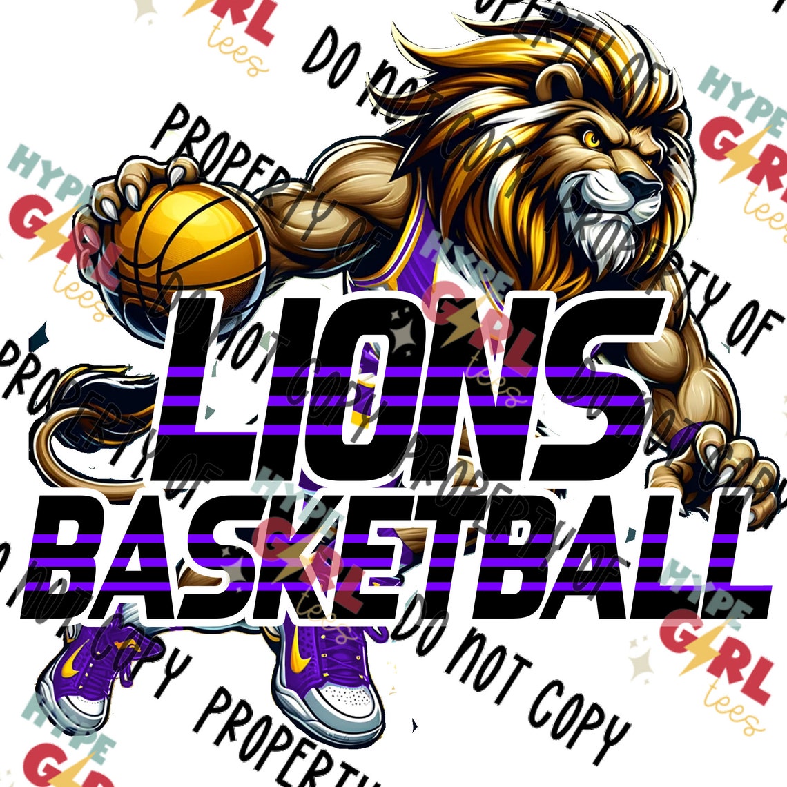 Lions Basketball Mascot PNG Digital File. Lion Logo. Purple & - Etsy