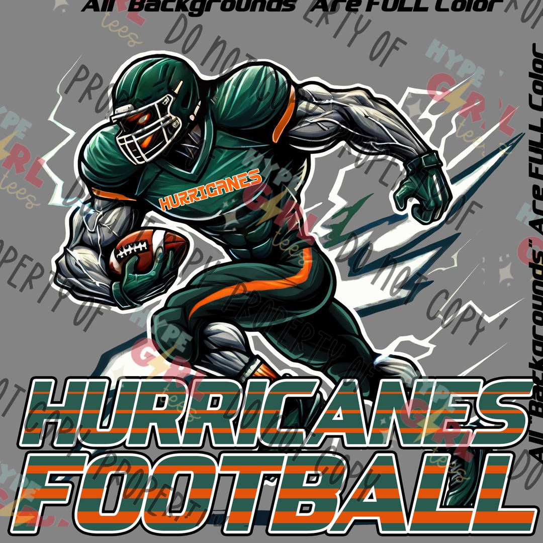 Hurricanes Football PNG Digital File. Green & Orange Variation. Other ...