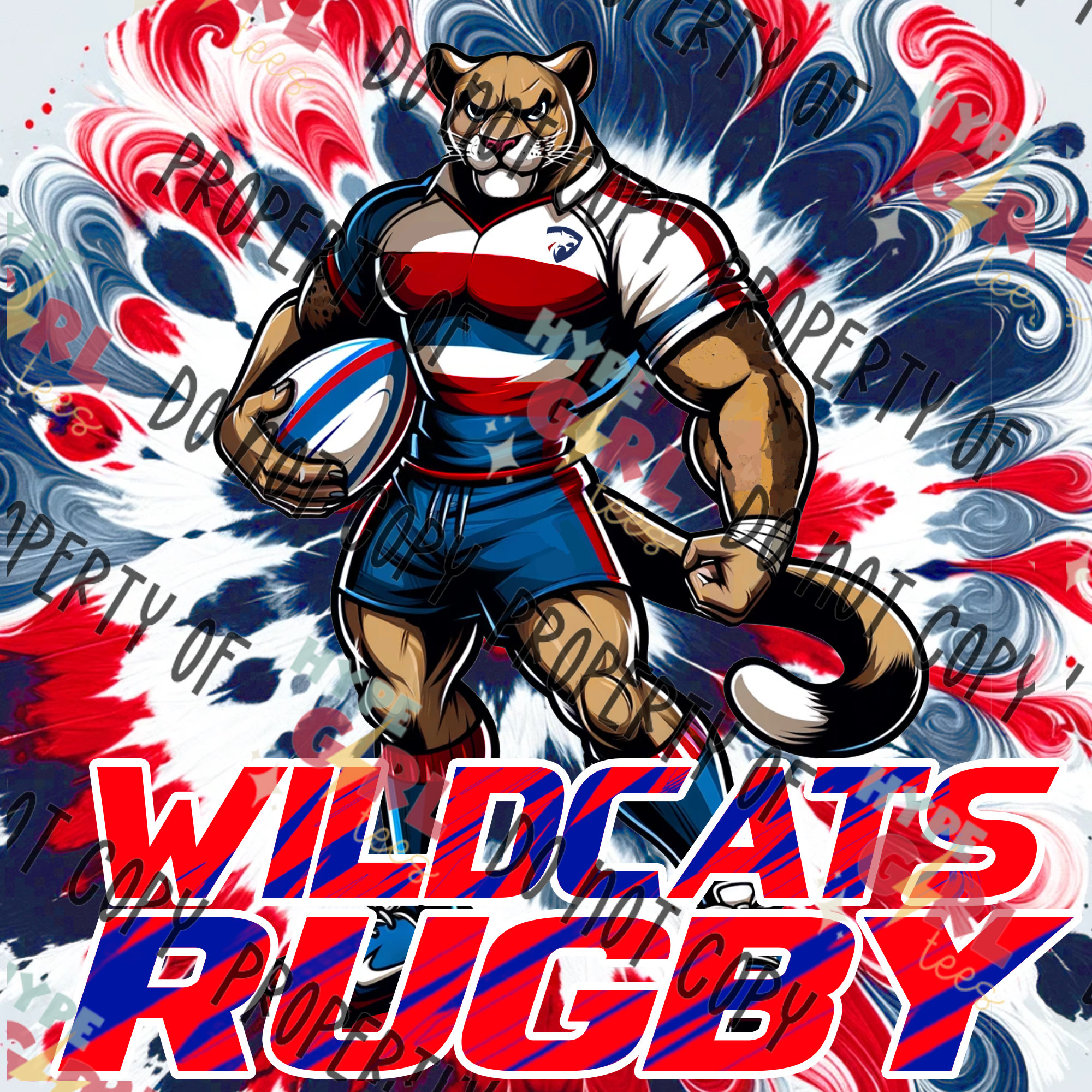 Rugby Mascot PNG Digital File. Red, White, and Blue Variant. Other ...