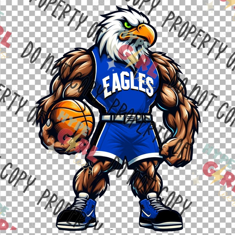 Eagles Basketball Mascot Digital File Blue & White Variation. Other ...